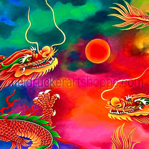 20"x16" Art Matted Print《Two Dragons Playing With A Pearl At Mt.Shasta ...